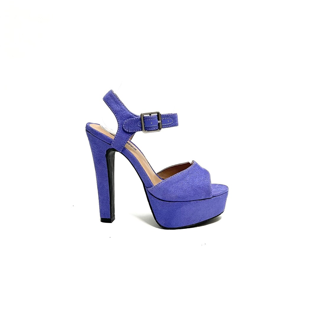 Vintage Y2K Platform Heels // Purple Vegan Suede Strappy Open Toe ...