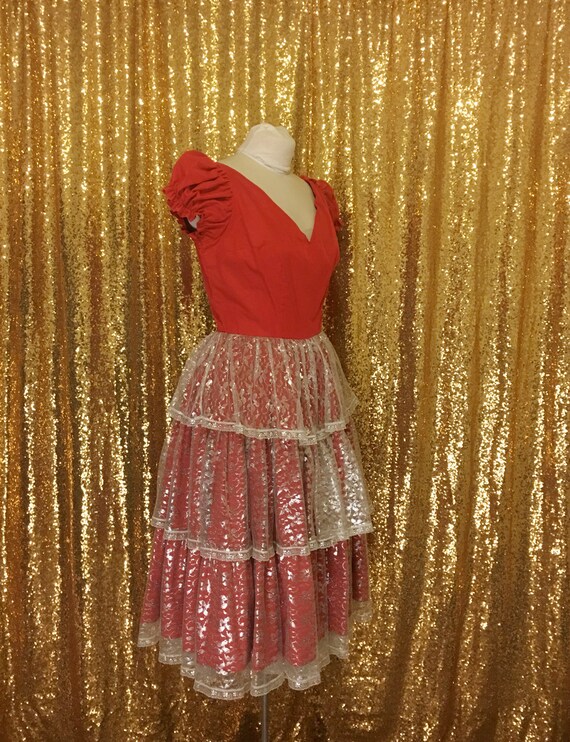 Vintage Red Country Western Dress // Square Dance Par… - Gem