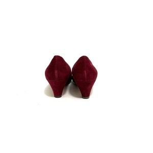 Vintage 1980s Deadstock Pilgrim Heels // Maroon Suede Slip on Buckle ...
