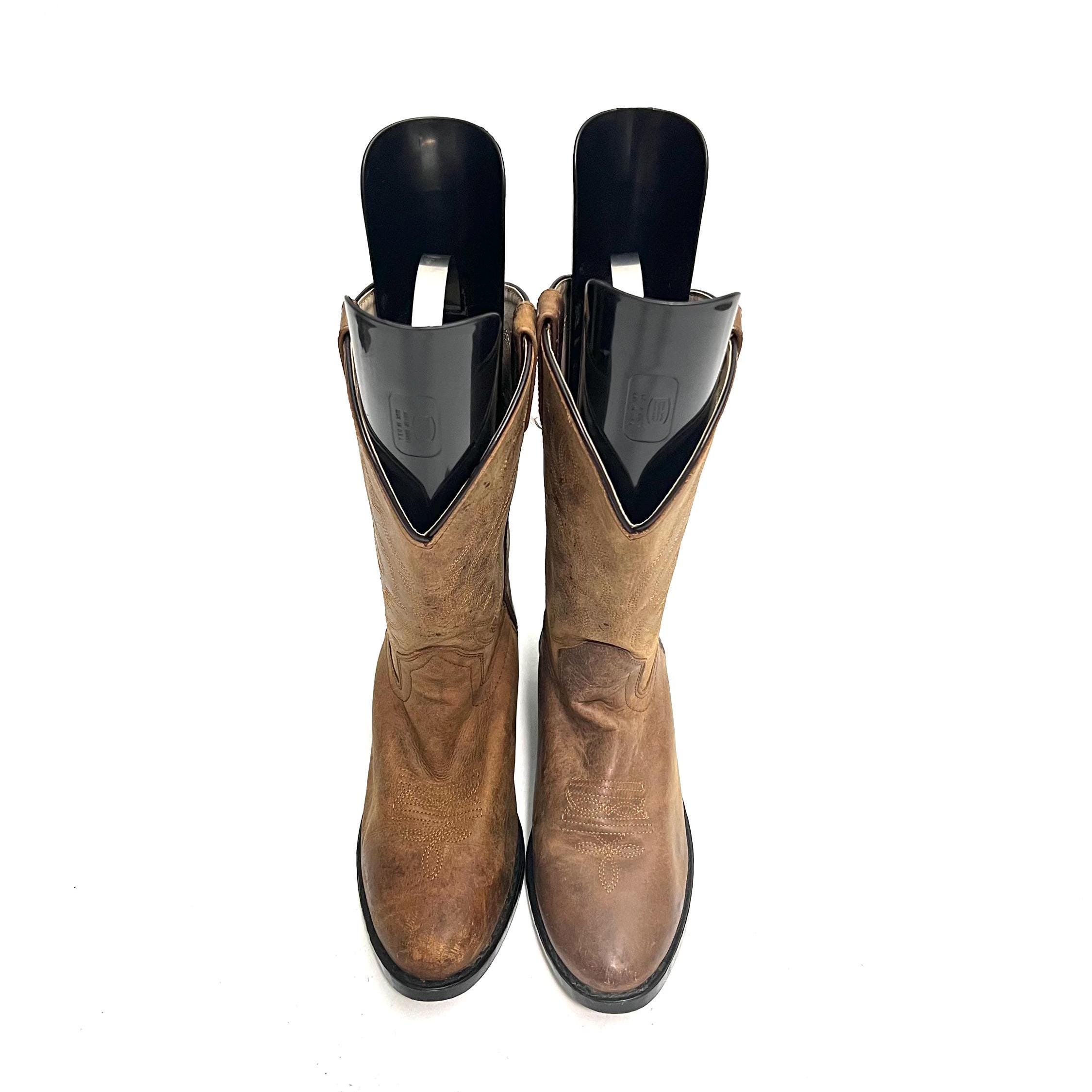 Vintage 1990s Mens Pull on Cowboy Boots // Brown Leather Western Style ...