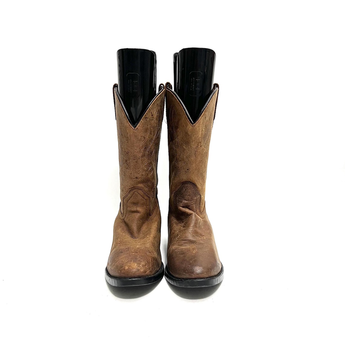 Vintage 1990s Mens Pull on Cowboy Boots // Brown Leather Western Style ...