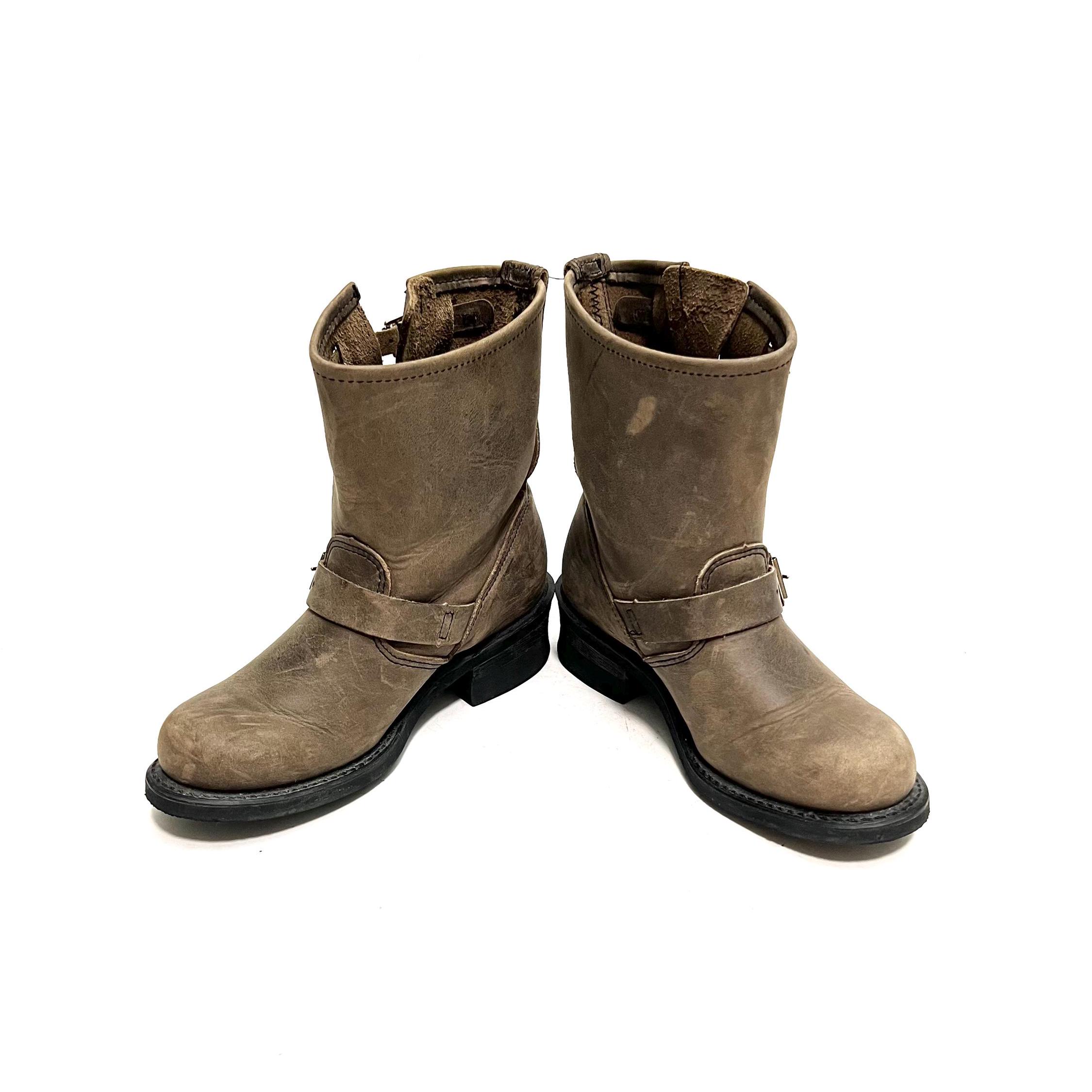 Vintage Y2K Woman's Dual Buckle Engineer Boots // Tan Nubuck Leather ...