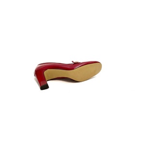 Vintage 1960s Deadstock Pilgrim Heels // Red Vegan Patent Leather Mod ...