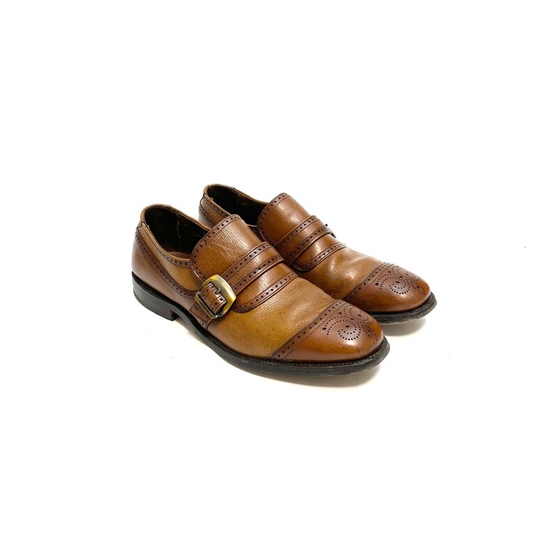 Vintage 1990s Mens Buckle Brogues // Brown Two Tone Leather - Etsy