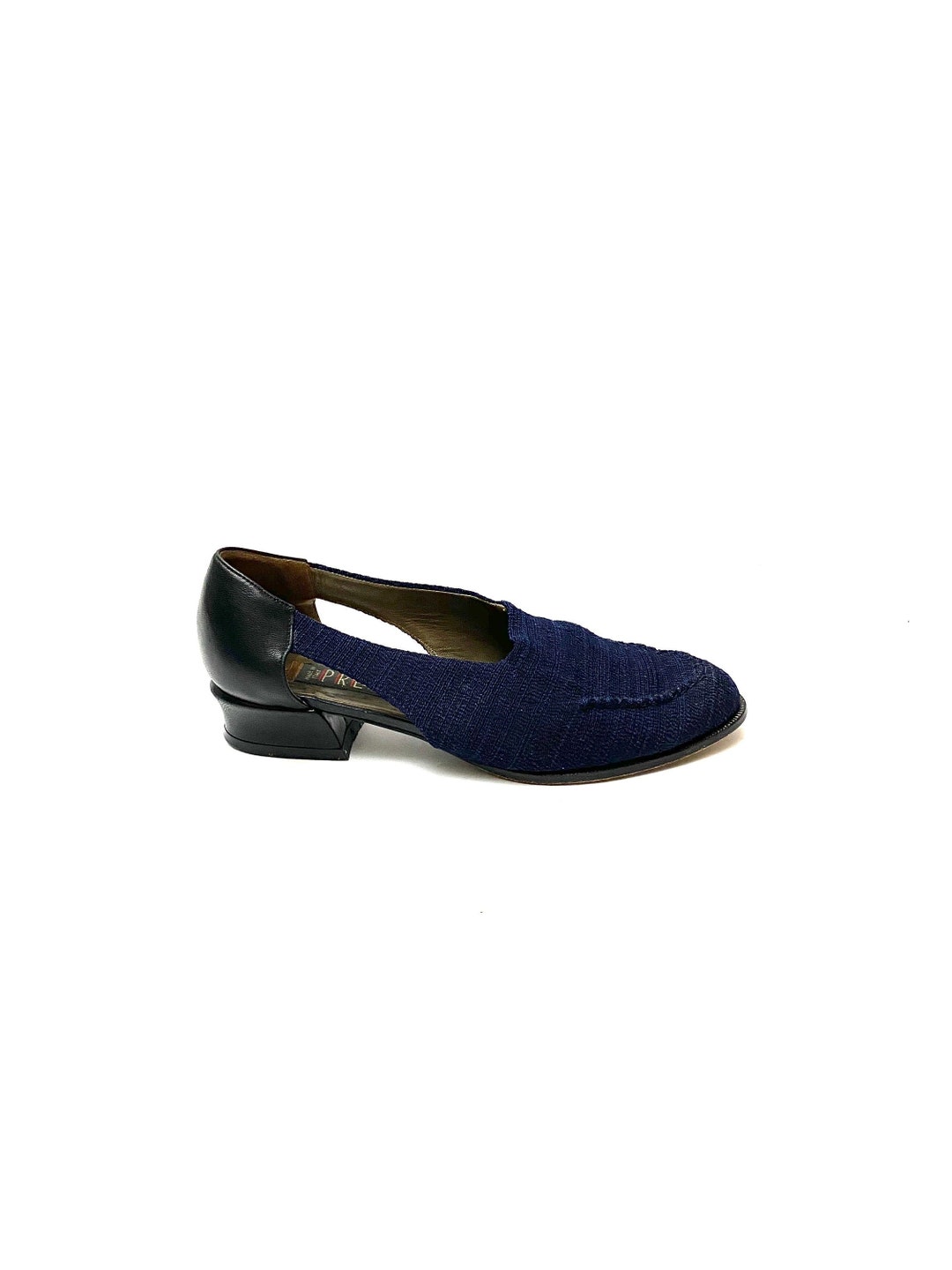 Vintage 1990s Stretch Fabric Heels // Blue Cutout Slingback Sandals by ...