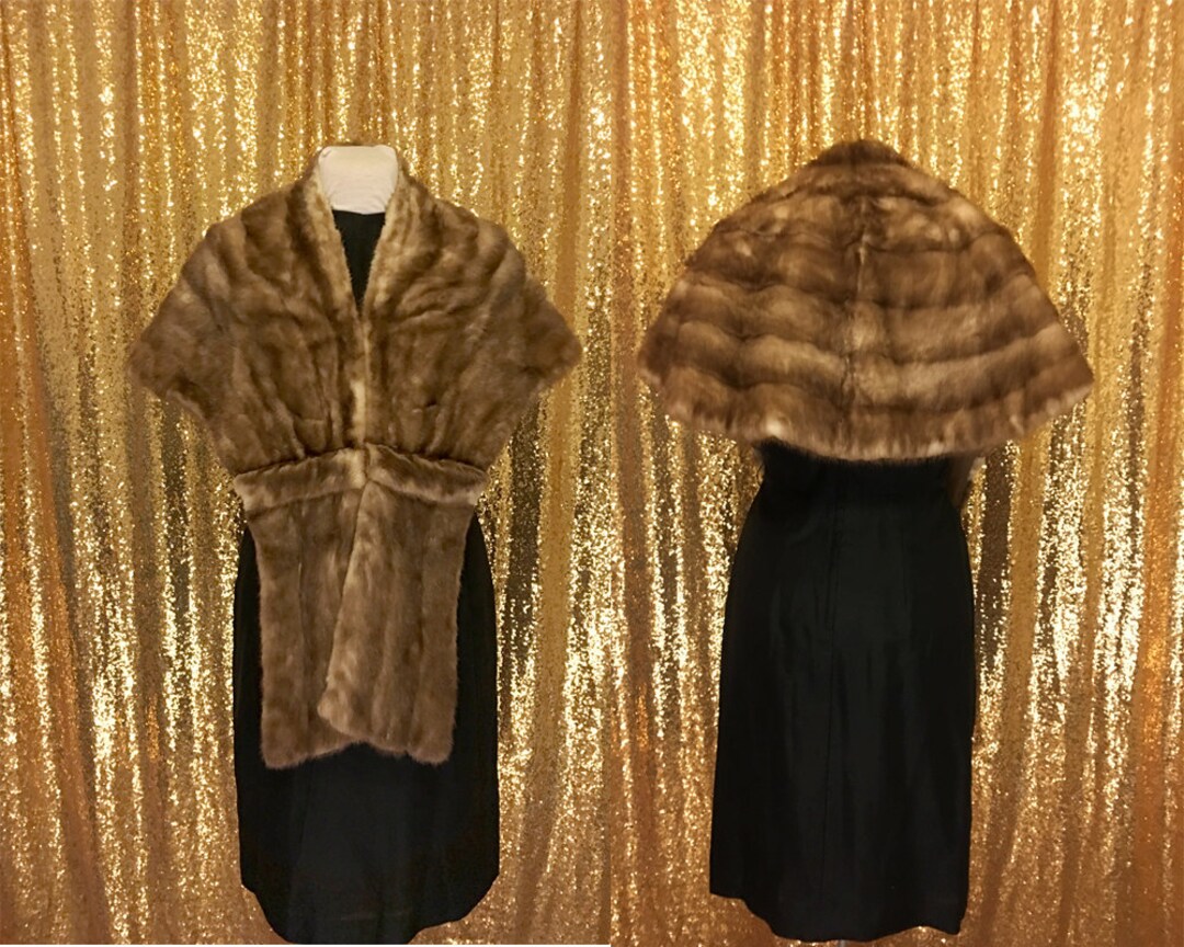 Vintage 1950s Mink Fur Stole // Fur Wrap Shawl // Holiday Fashion Shrug ...