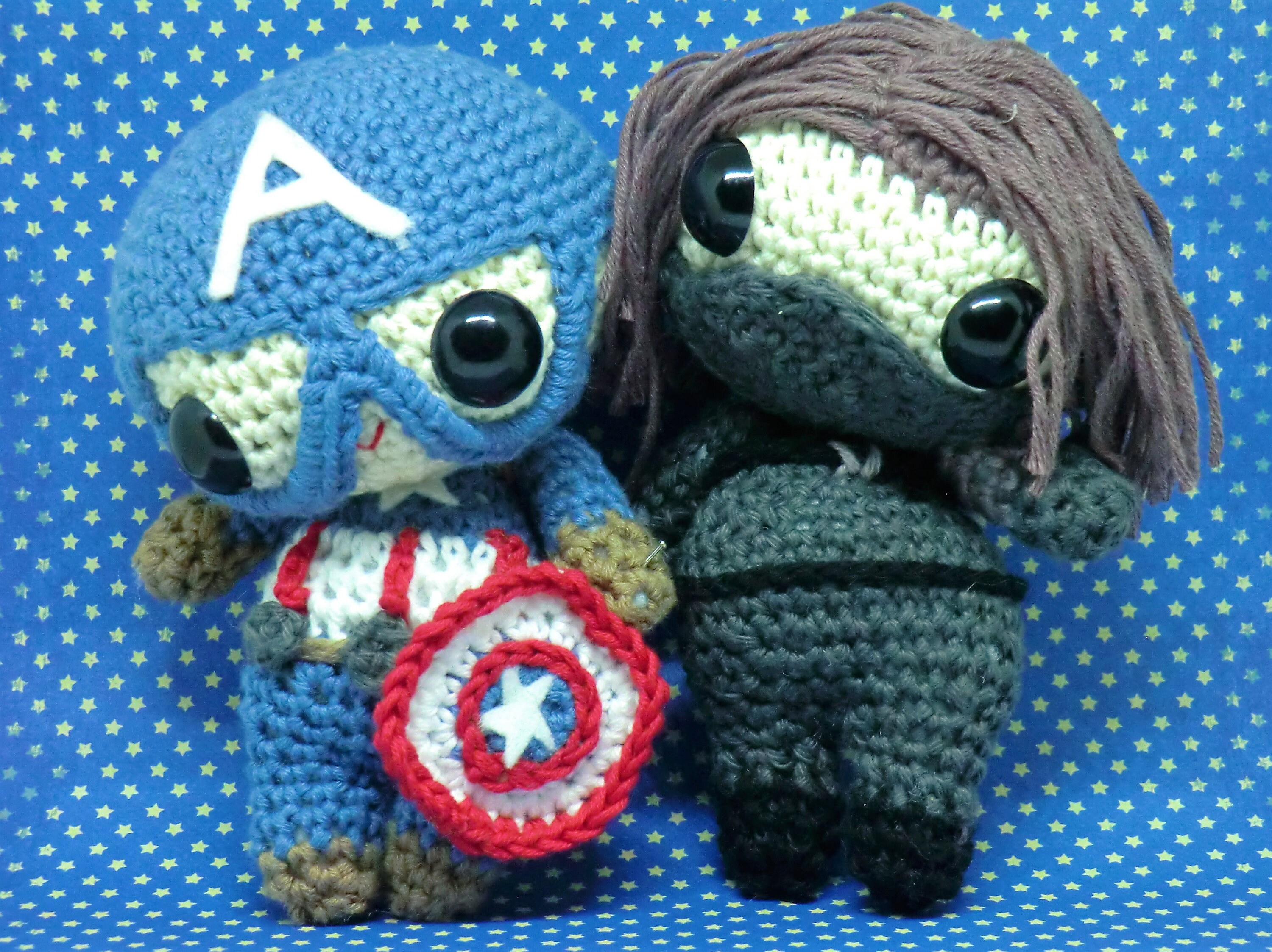 Stucky Bucky Winter Soldier and Captain America Amigurumi | Etsy UK