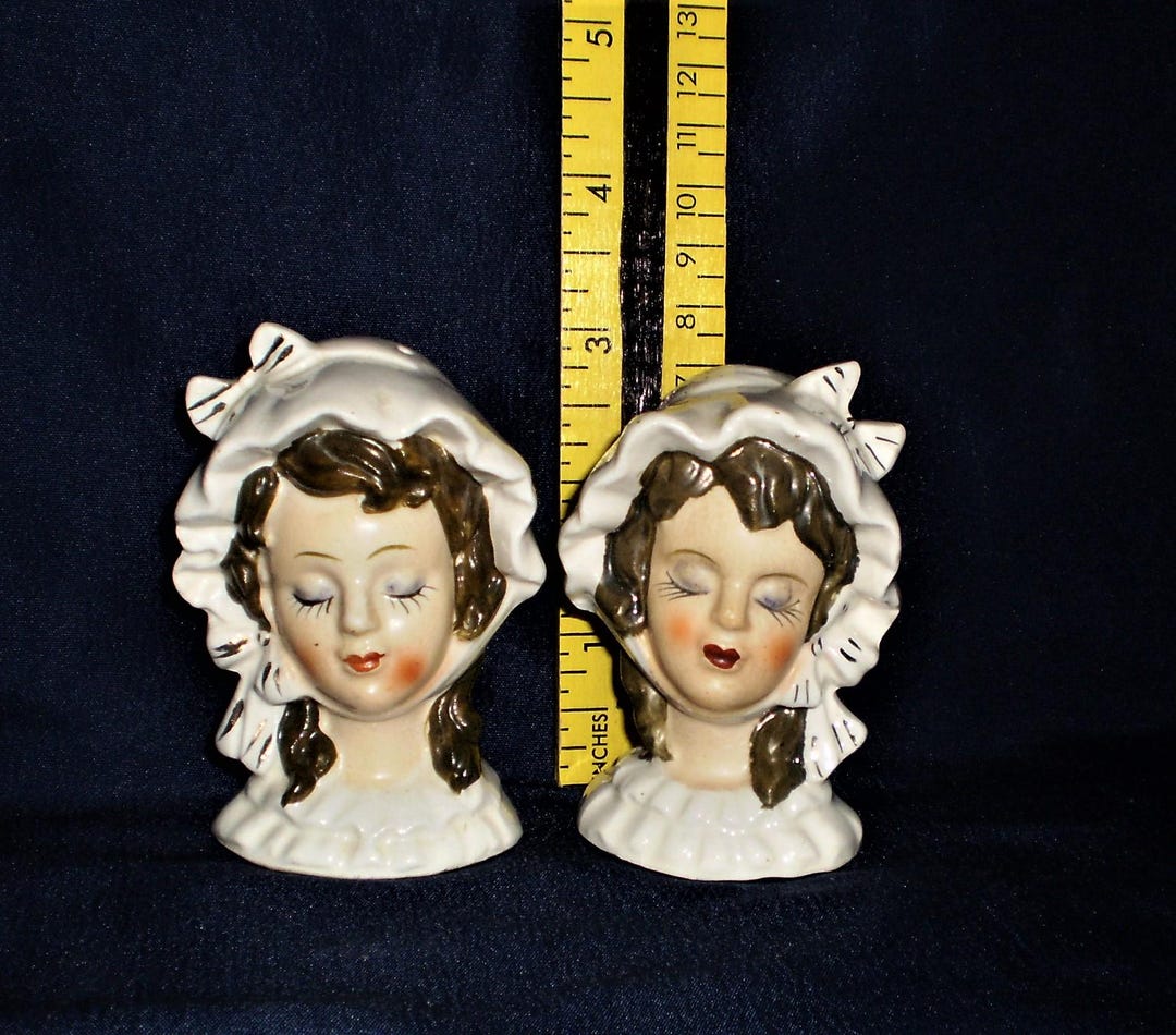 Vintage Lady With Bonnet Salt and Pepper Shakers - Etsy