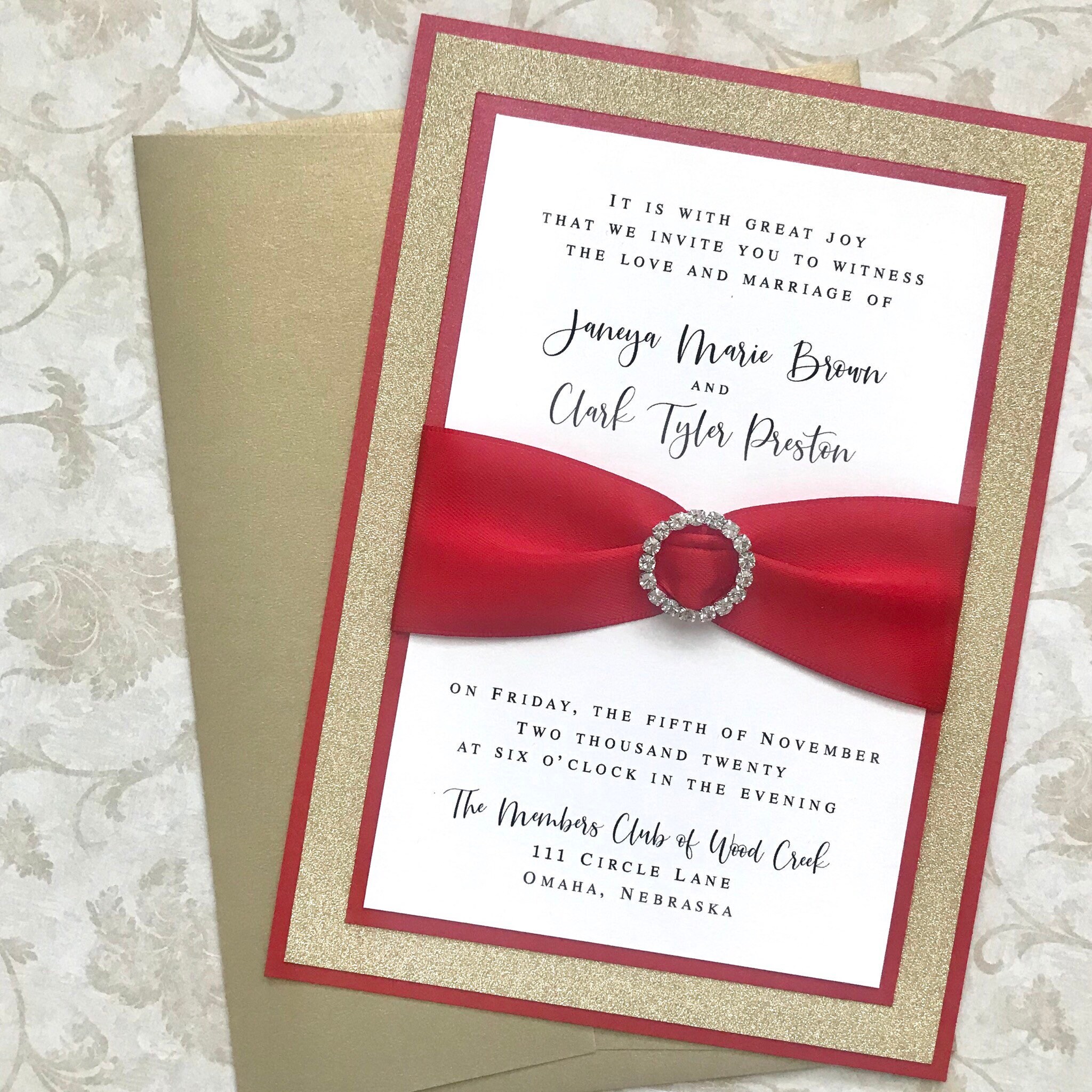 Royal Blue Invitation RHINESTONE and GLITTER Wedding | Etsy
