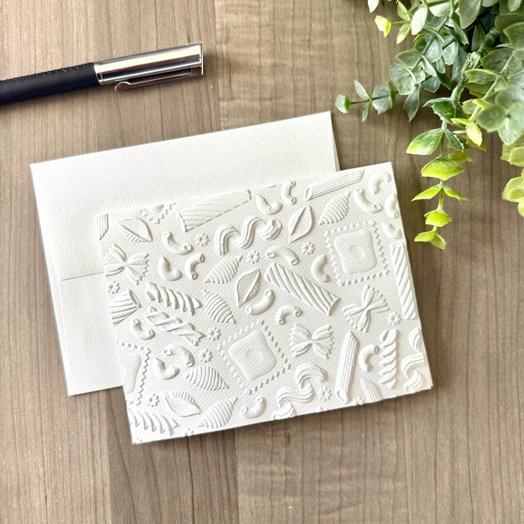 Embossed Pasta Noodles Blank Note Cards – Macaroni Noodle Thank You ...