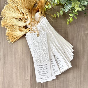 Embossed Floral Wedding Bookmark Favor – Literary Wedding - Bookmarks ...