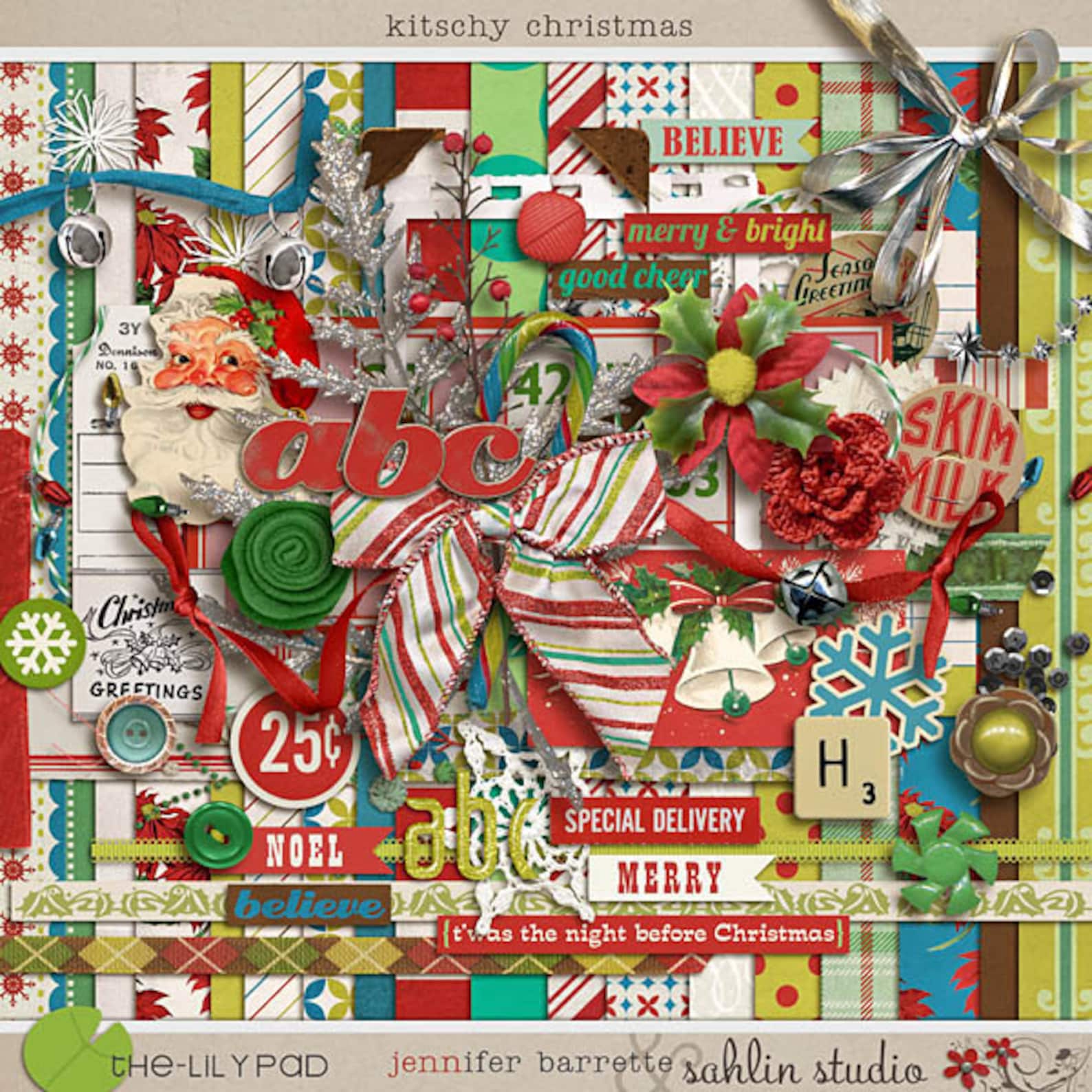Kitschy Christmas Digital Scrapbooking Kit INSTANT DOWNLOAD - Etsy