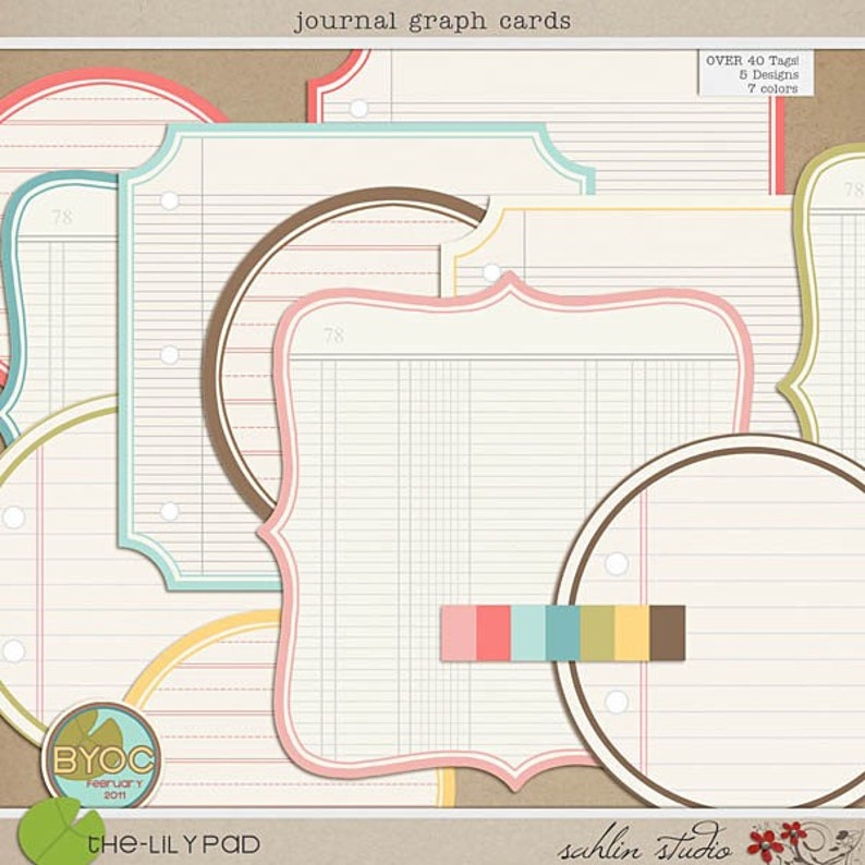 Journal Graph Cards Digital Scrapbooking Elements INSTANT DOWNLOAD - Etsy