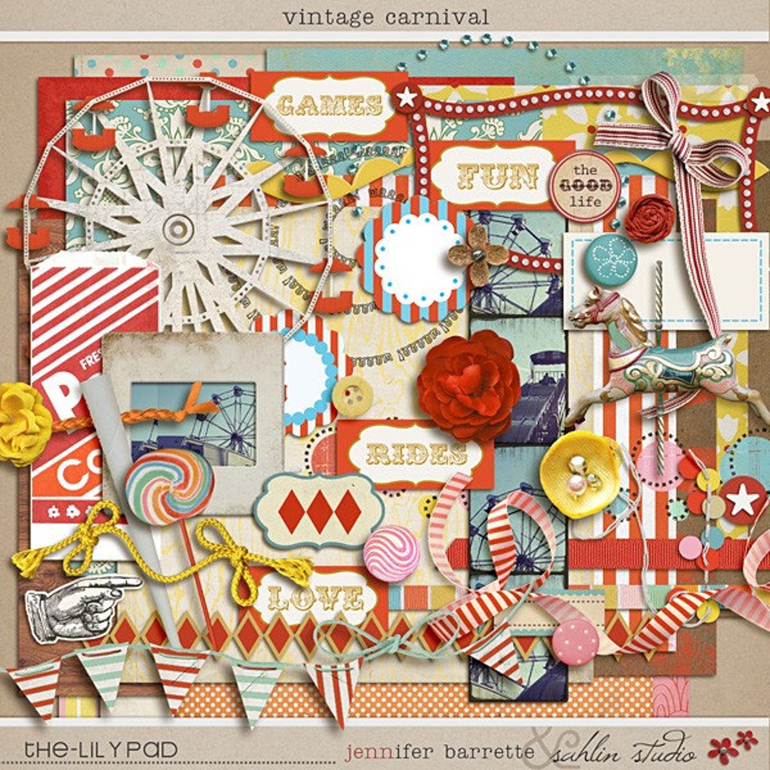 Vintage Carnival Digital Scrapbooking Kit for Fairs - Etsy