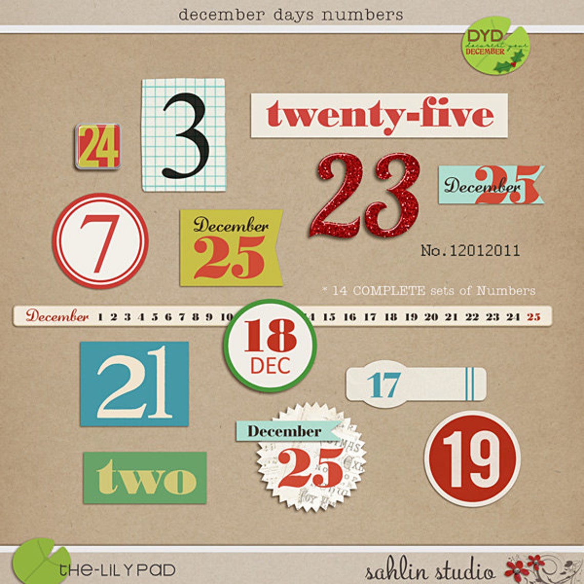 December Days Numbers Digital Scrapbooking Elements for - Etsy
