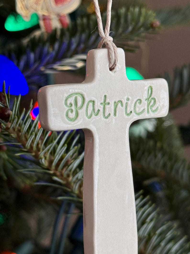 Ceramic Cross With Name, Personalized First Communion Ornament, Gift ...