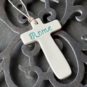 Ceramic Cross With Name, Personalized First Communion Ornament, Gift ...