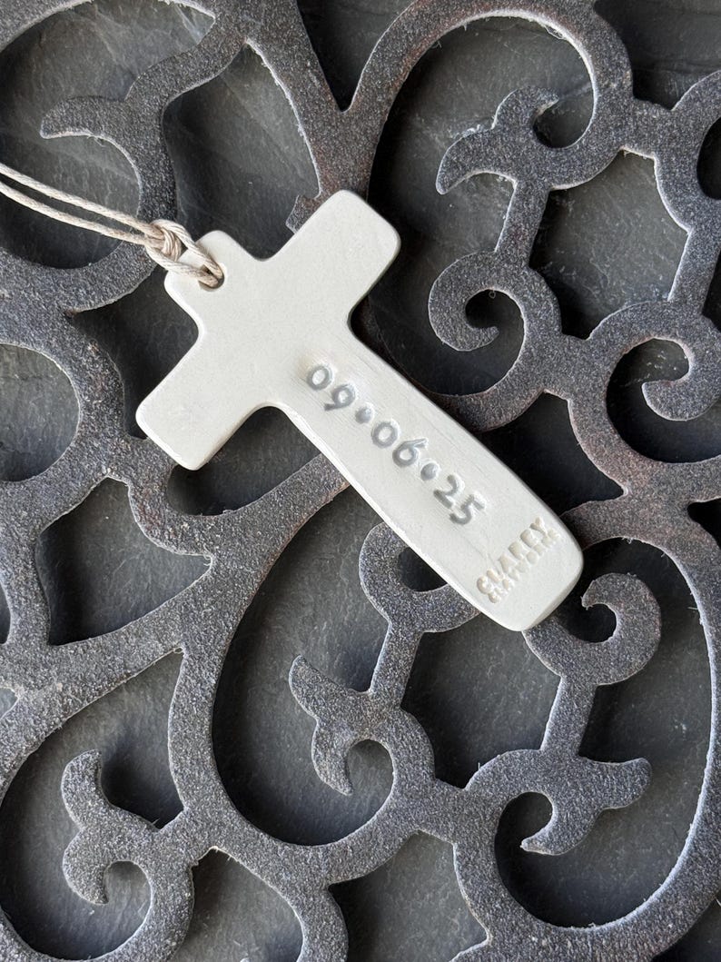 Ceramic Cross With Name, Personalized First Communion Ornament, Gift ...