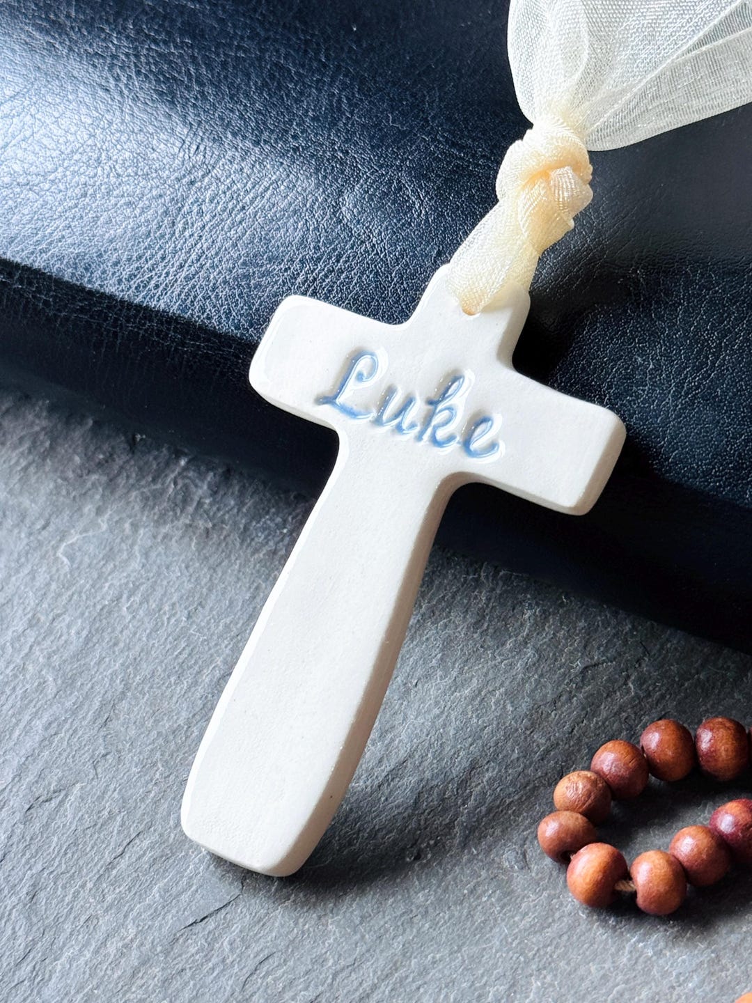 Ceramic Cross With Name, Personalized First Communion Ornament, Gift ...