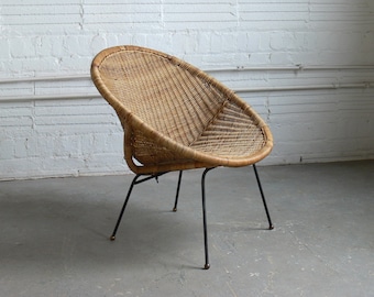 Mid Century Modern Rattan Lounge Chair - Etsy