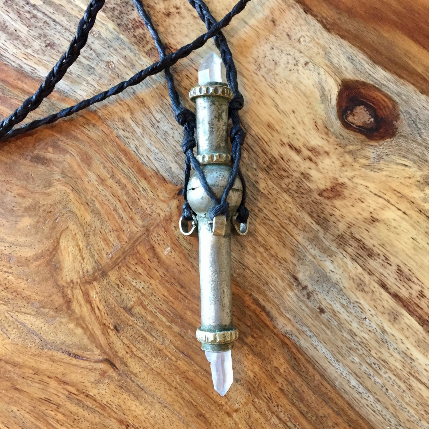 Crystal Kuchi Bead Irish Linen Necklace