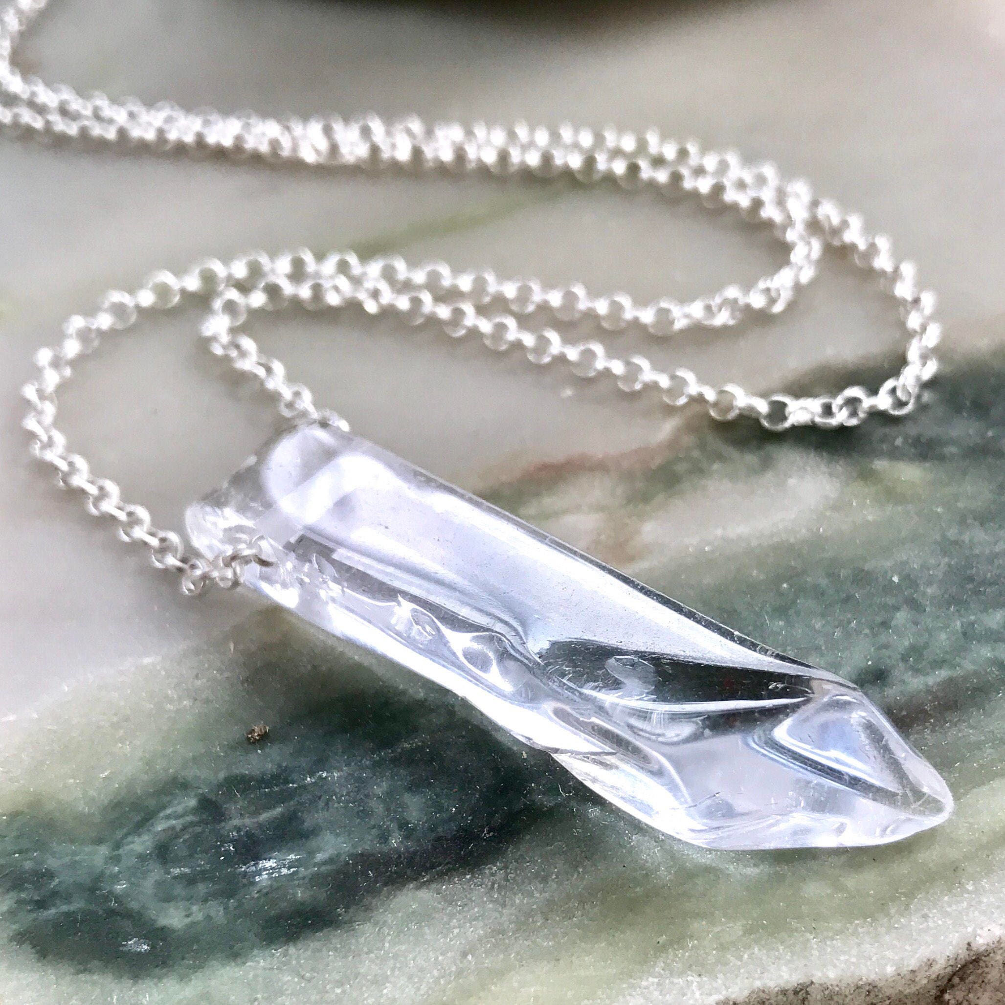 Polished Quartz Crystal Necklace