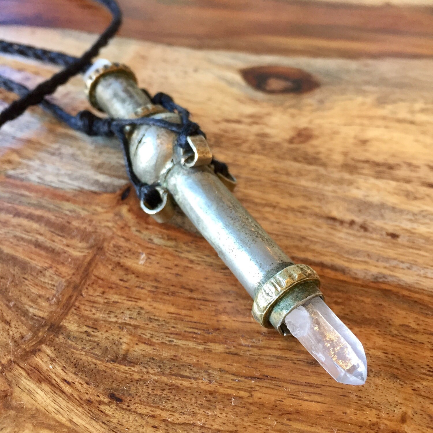 Crystal Kuchi Bead Irish Linen Necklace