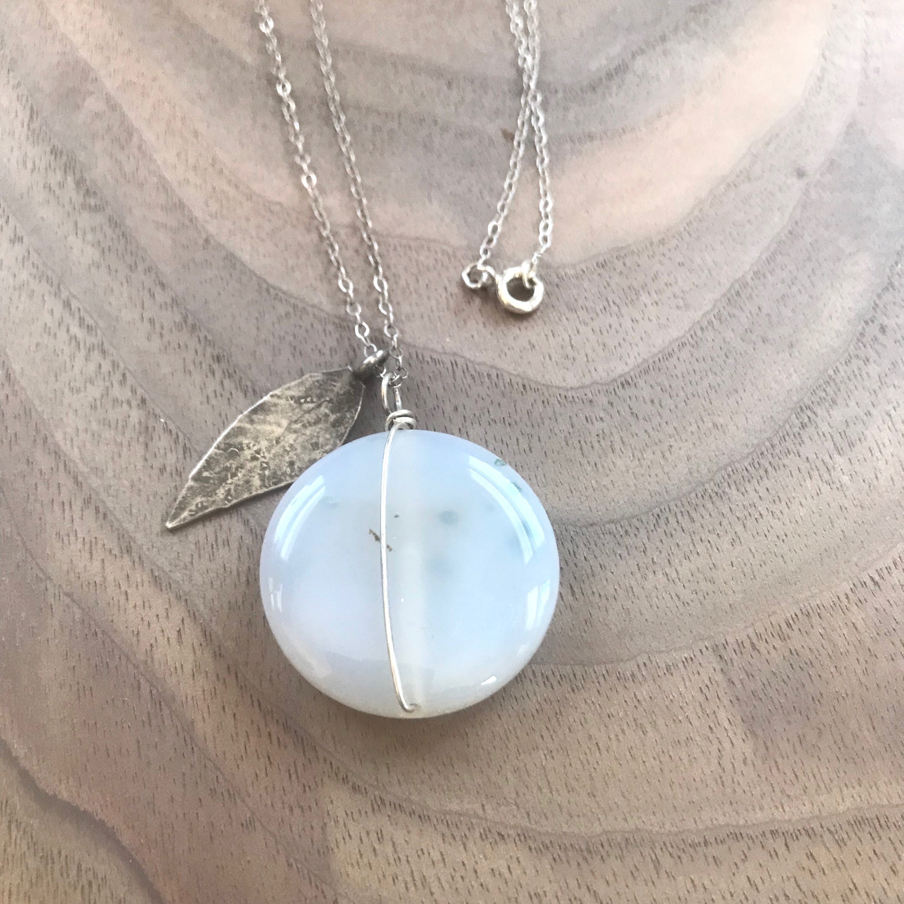 Agate & Hill Tribe Silver Leaf Pendant Necklace