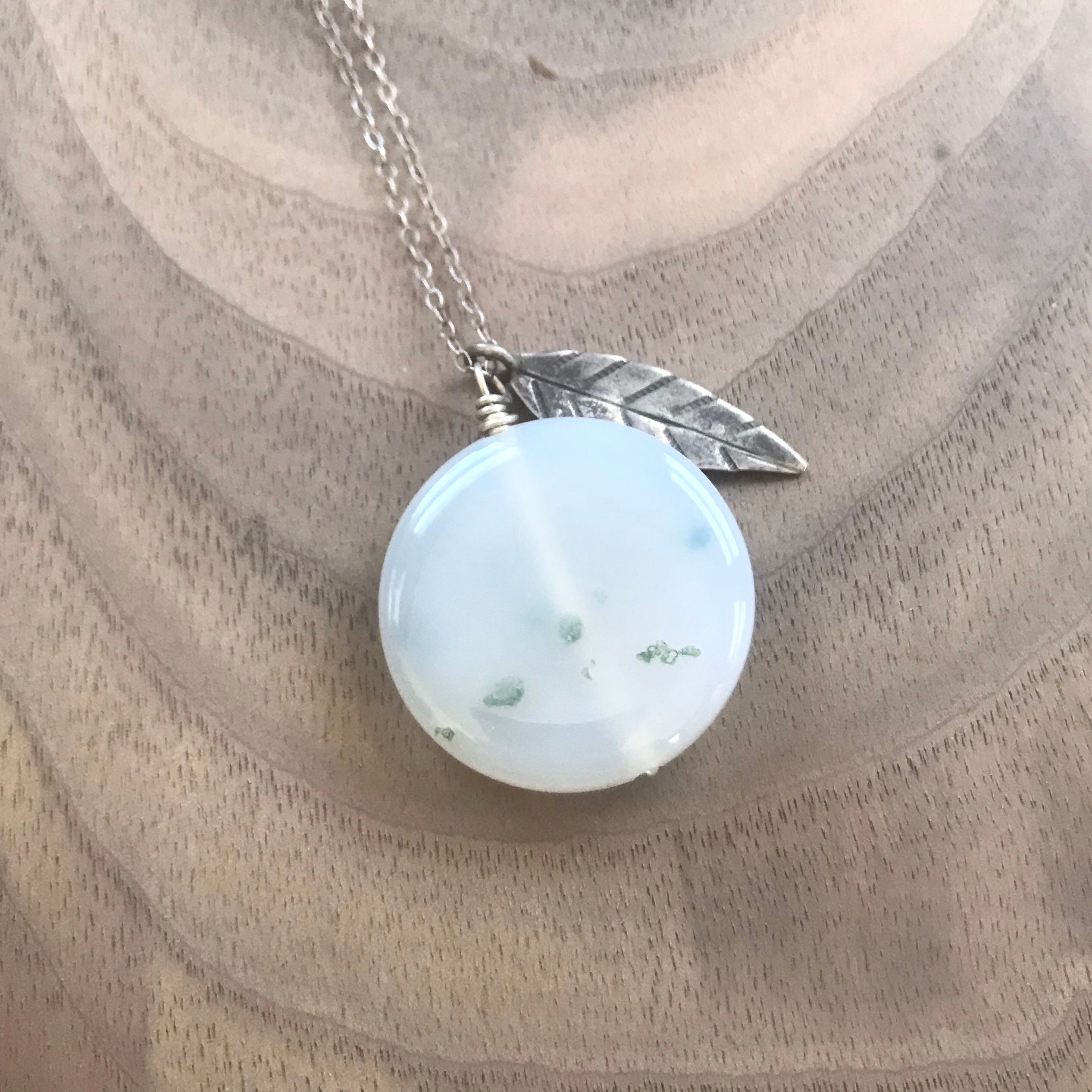 Agate & Hill Tribe Silver Leaf Pendant Necklace