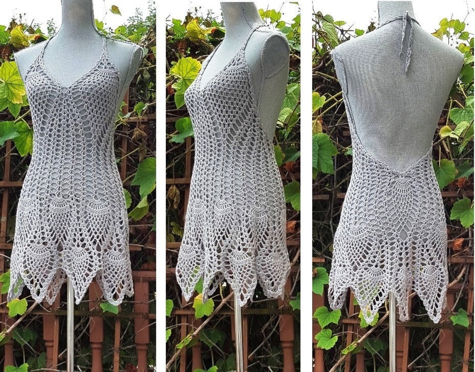 Open Back Beach Dress / Scalloped Hemline / Crochet Beachwear - Etsy