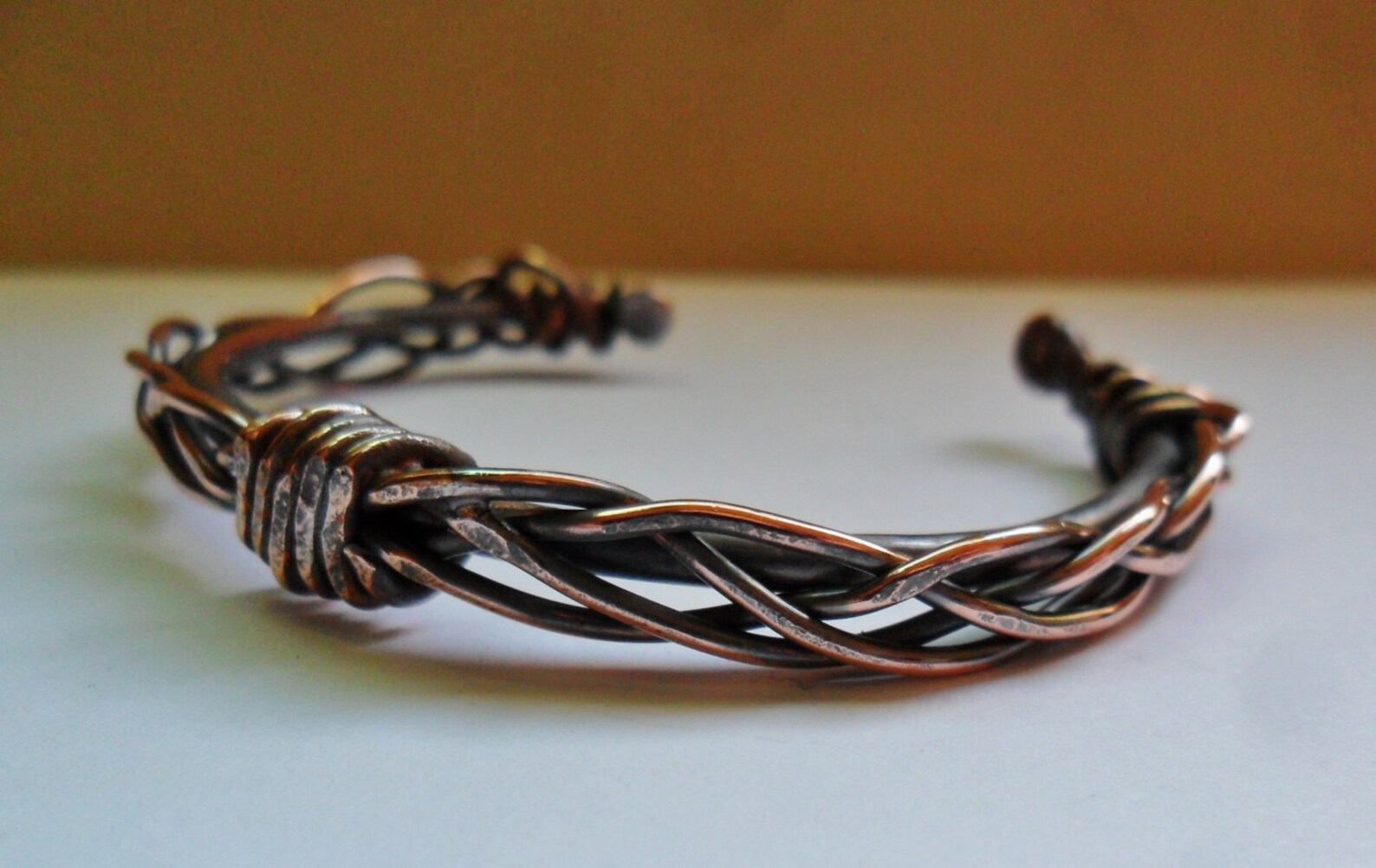 French Braided Copper Wire Cuff for Men or Women - Etsy
