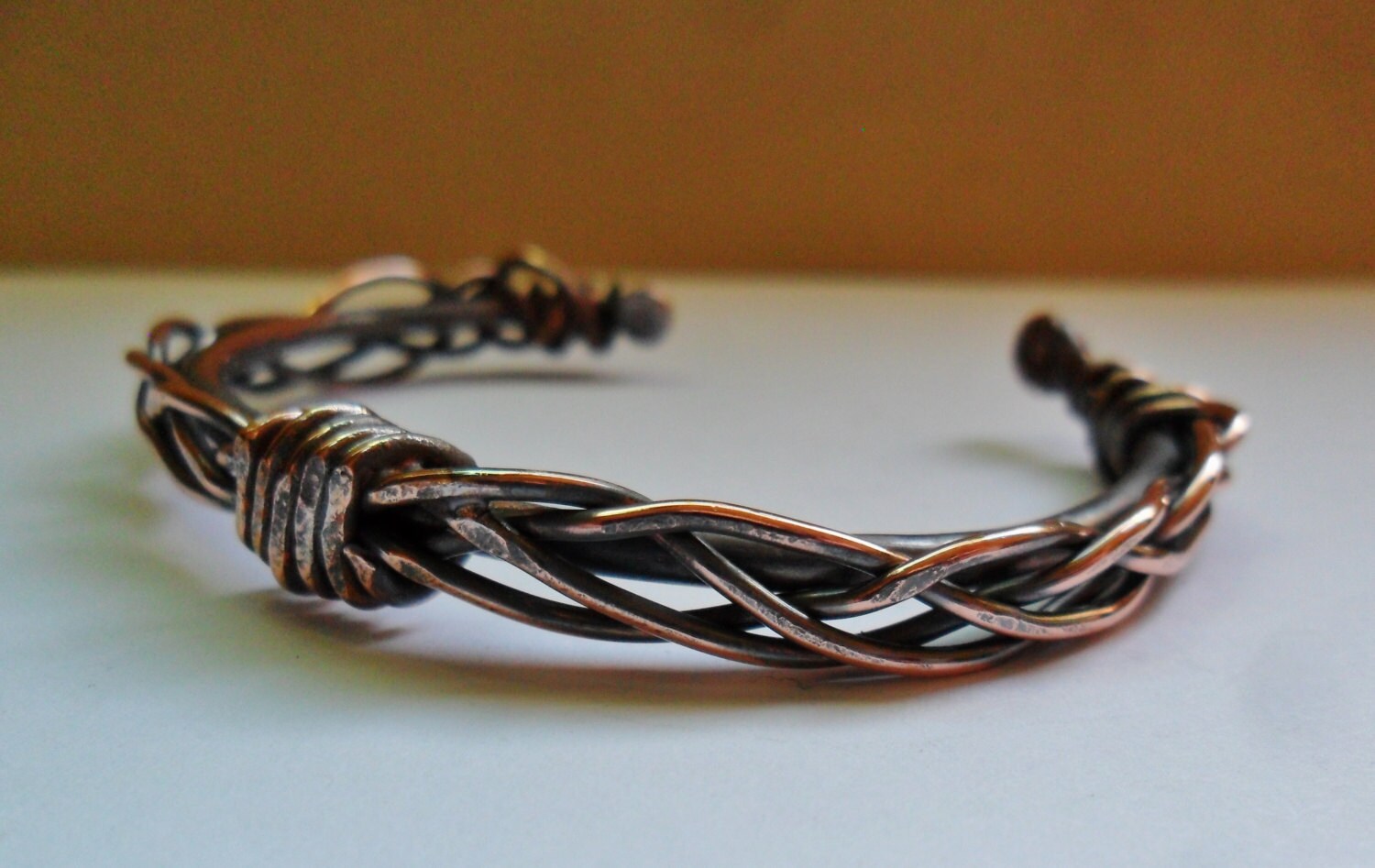 French Braided Copper Wire Cuff for Men or Women - Etsy