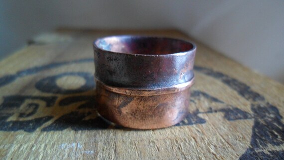 Fold Formed Copper Band Ring Mens or Womens wide copper | Etsy