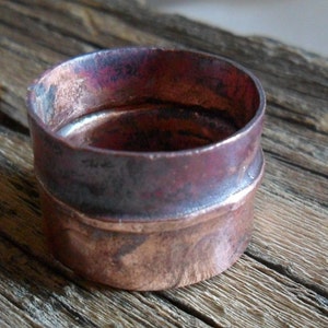 Fold Formed Copper Band Ring Mens or Womens wide copper | Etsy