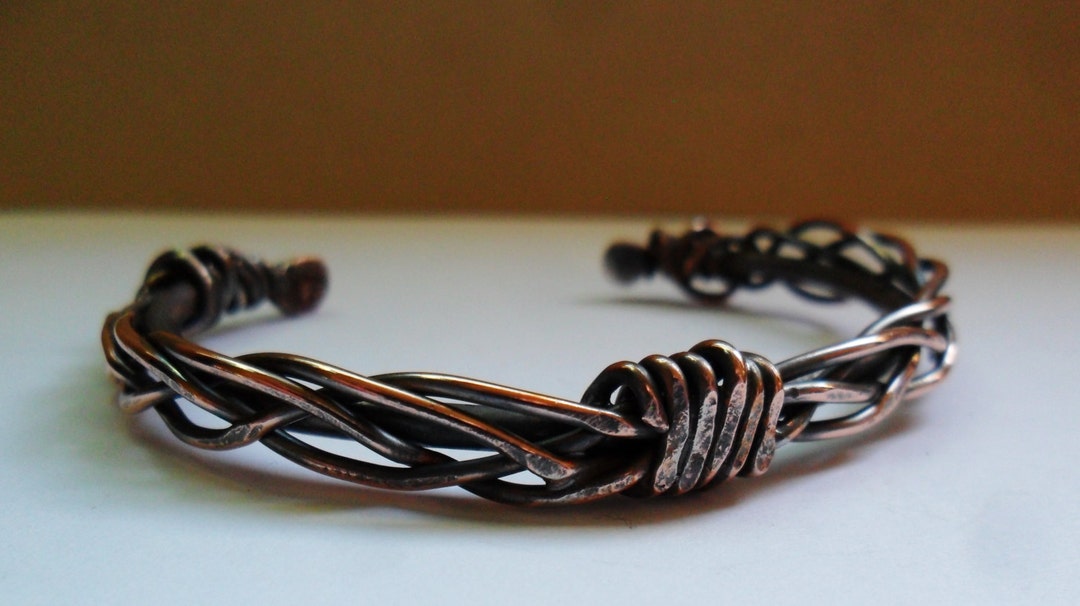 French Braided Copper Wire Cuff for Men or Women - Etsy