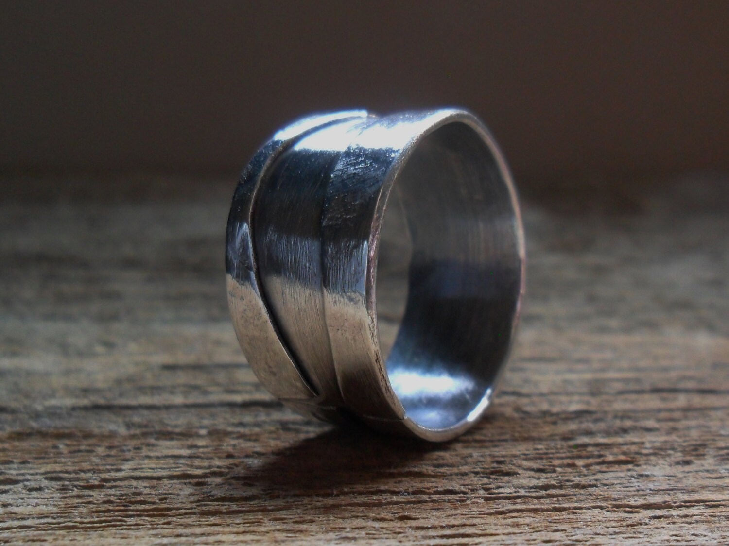 Sterling Silver Band Ring, Fold Formed Mens Womens Wedding Band, Band ...