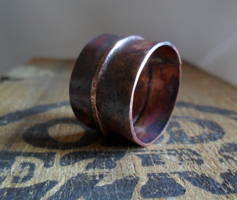 Fold Formed Copper Band Ring Mens or Womens wide copper | Etsy