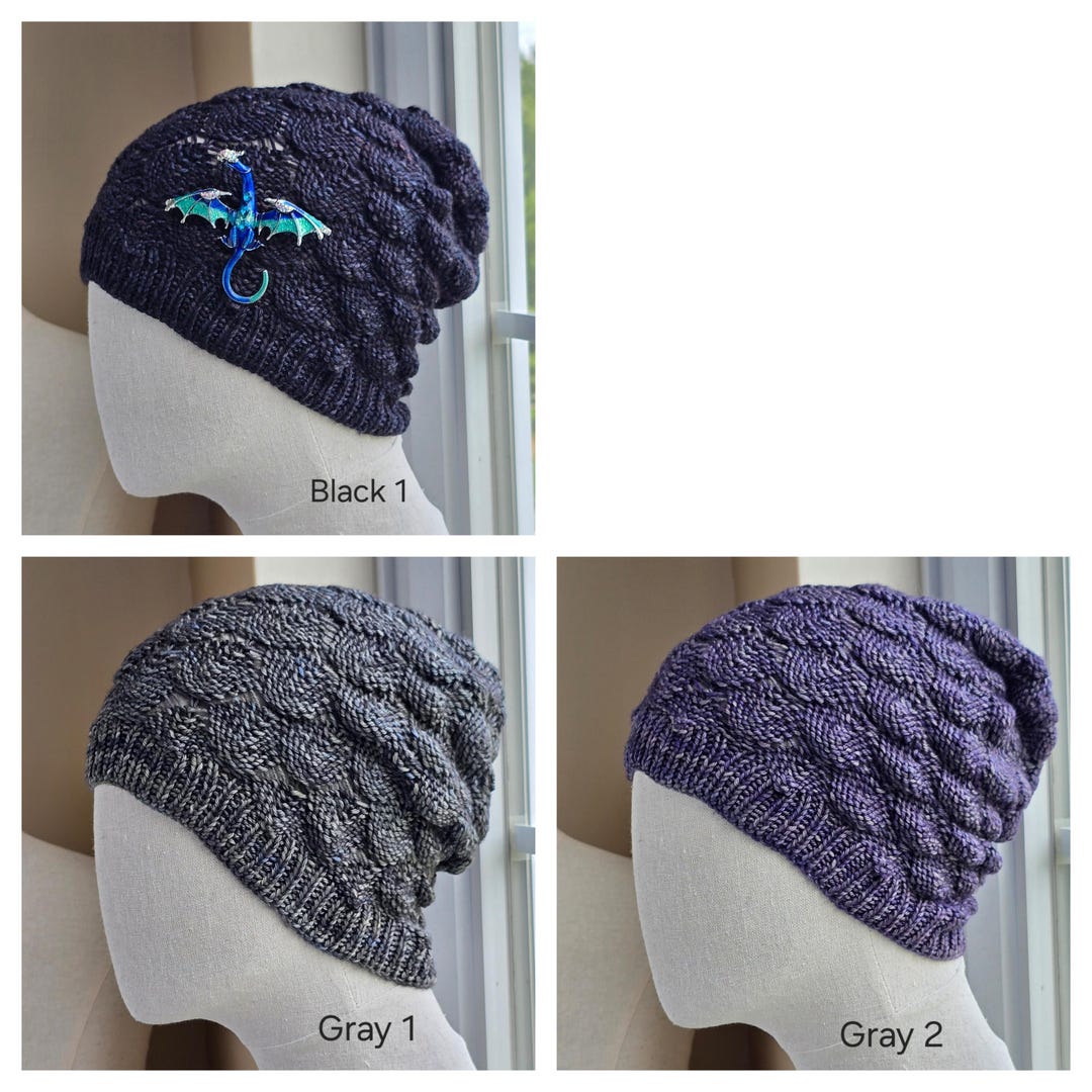 Dragon Scale Beanie Hat - Soft Wool - With or Without the Dragon Pin ...