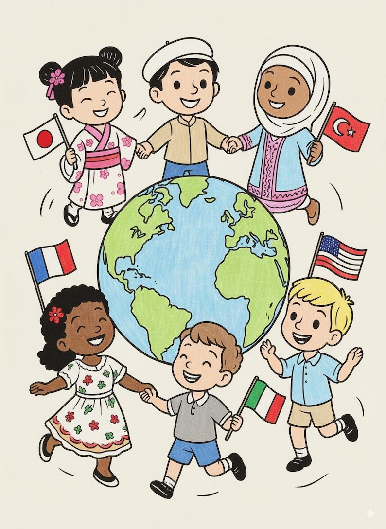 Printable Coloring Pages Kids Coloring Book Children of the World ...