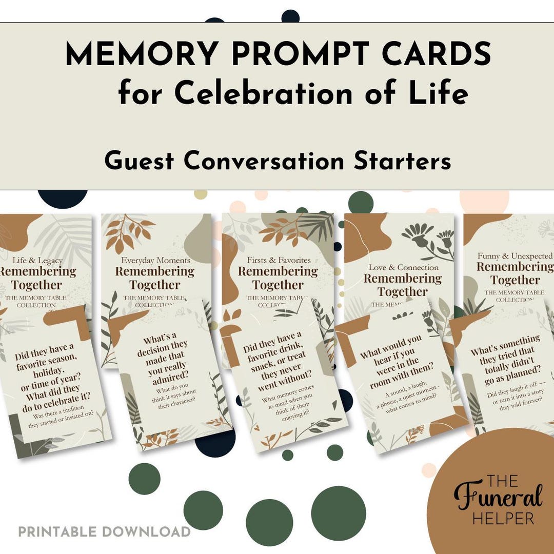 Celebration of Life Memory Prompt Cards | Funeral Conversation Starters ...