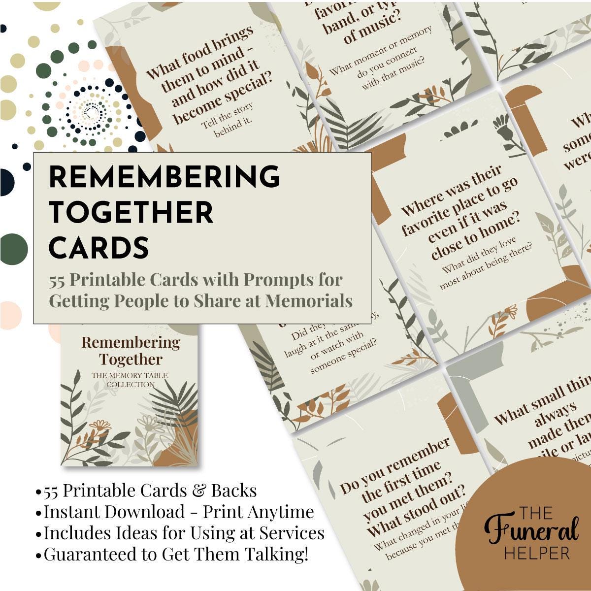 Celebration of Life Memory Prompt Cards | Funeral Conversation Starters ...
