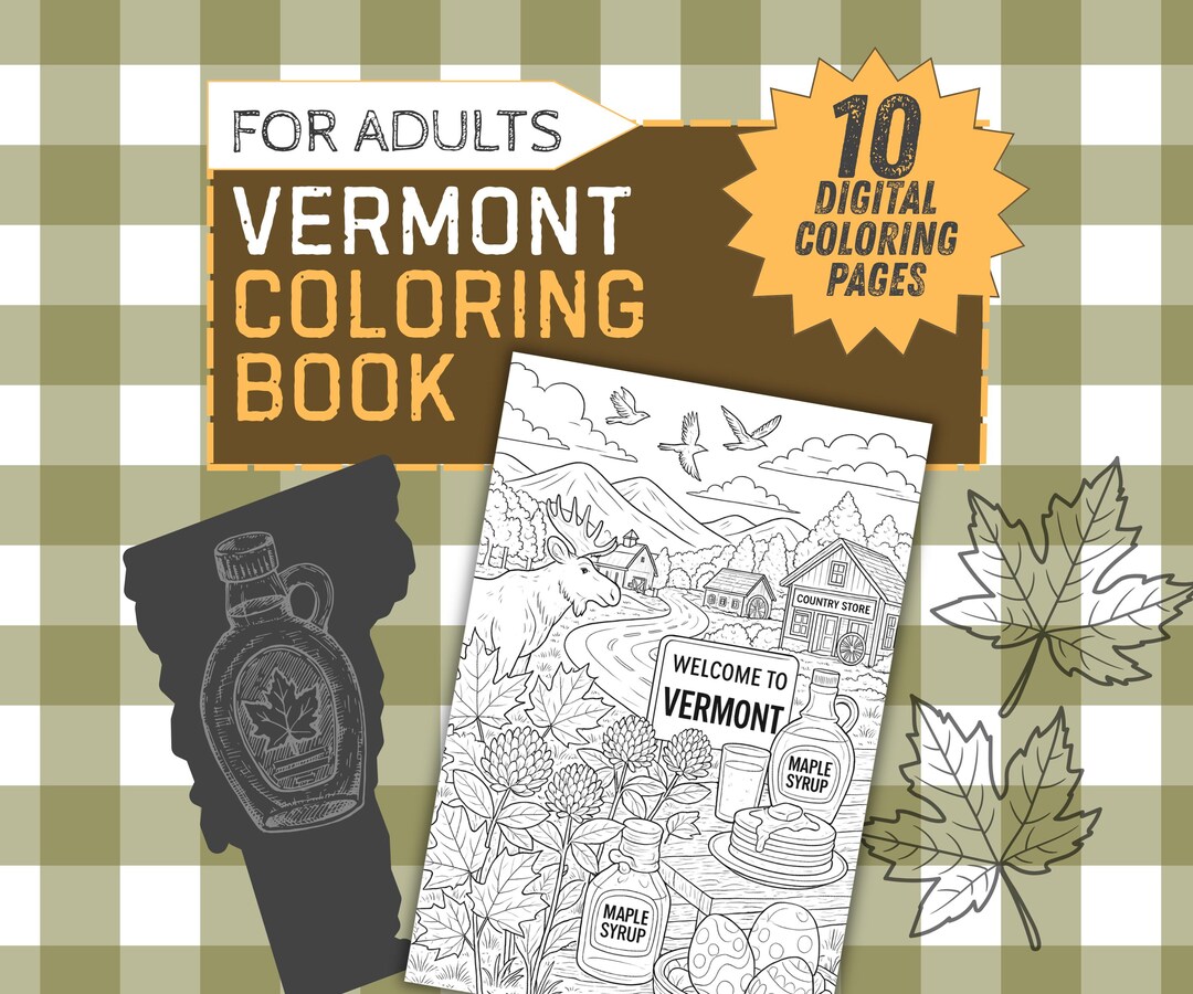 Vermont Coloring Page Printable Instant Download | State Adult and Kids ...