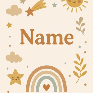 Neutral Art Print for Kids Bedroom or Playroom - Personalised With Your ...