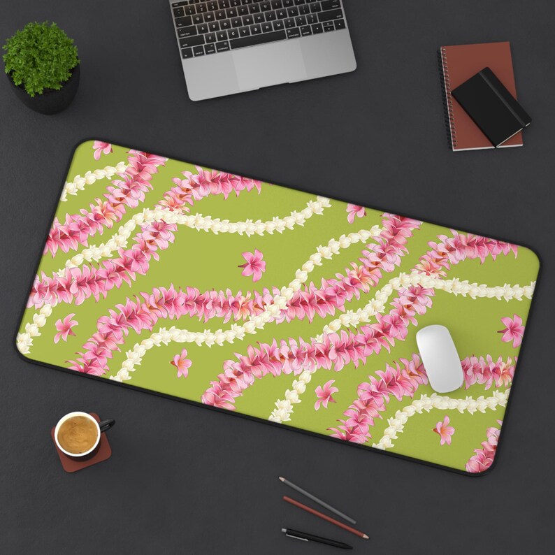 Hawaiian Lei Plumeria Desk Mat Tropical Floral Desk Pad | Island Office ...