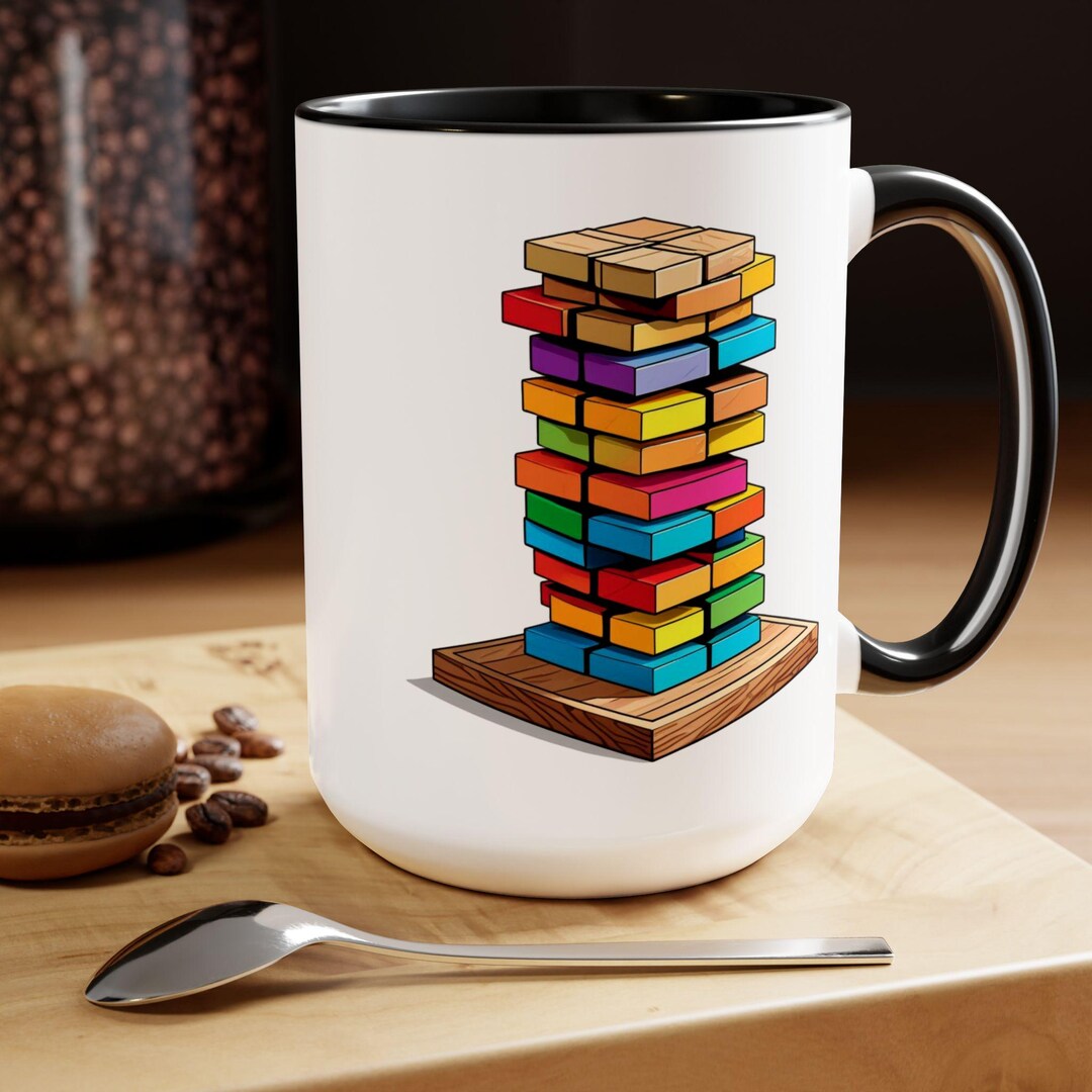 Jenga Inspired Coffee Mug: Two-tone Gamer Gift (15oz) - Etsy