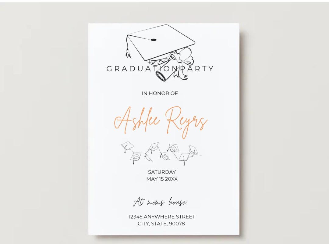 Editable Graduation Invitation, Cap Graduation Template, Celebrate ...