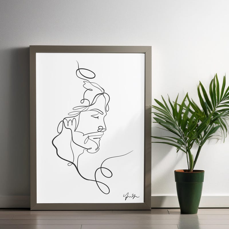 Minimalist Jesus Face Line Art - Etsy