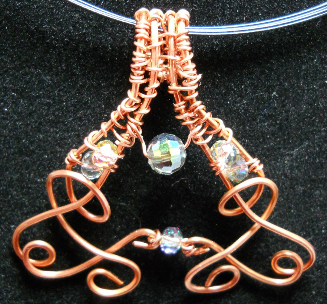 Celtic Copper and Crystal Pendant Necklace Art Nouveu Inspired - Etsy