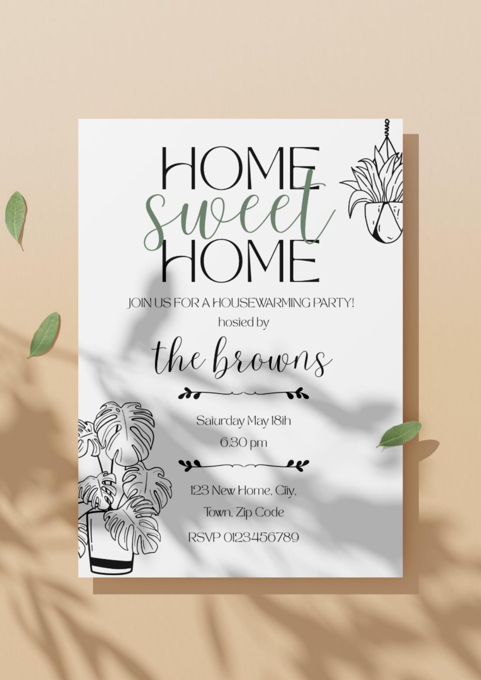 Editable Housewarming Invitation | Minimalist Digital Invite ...
