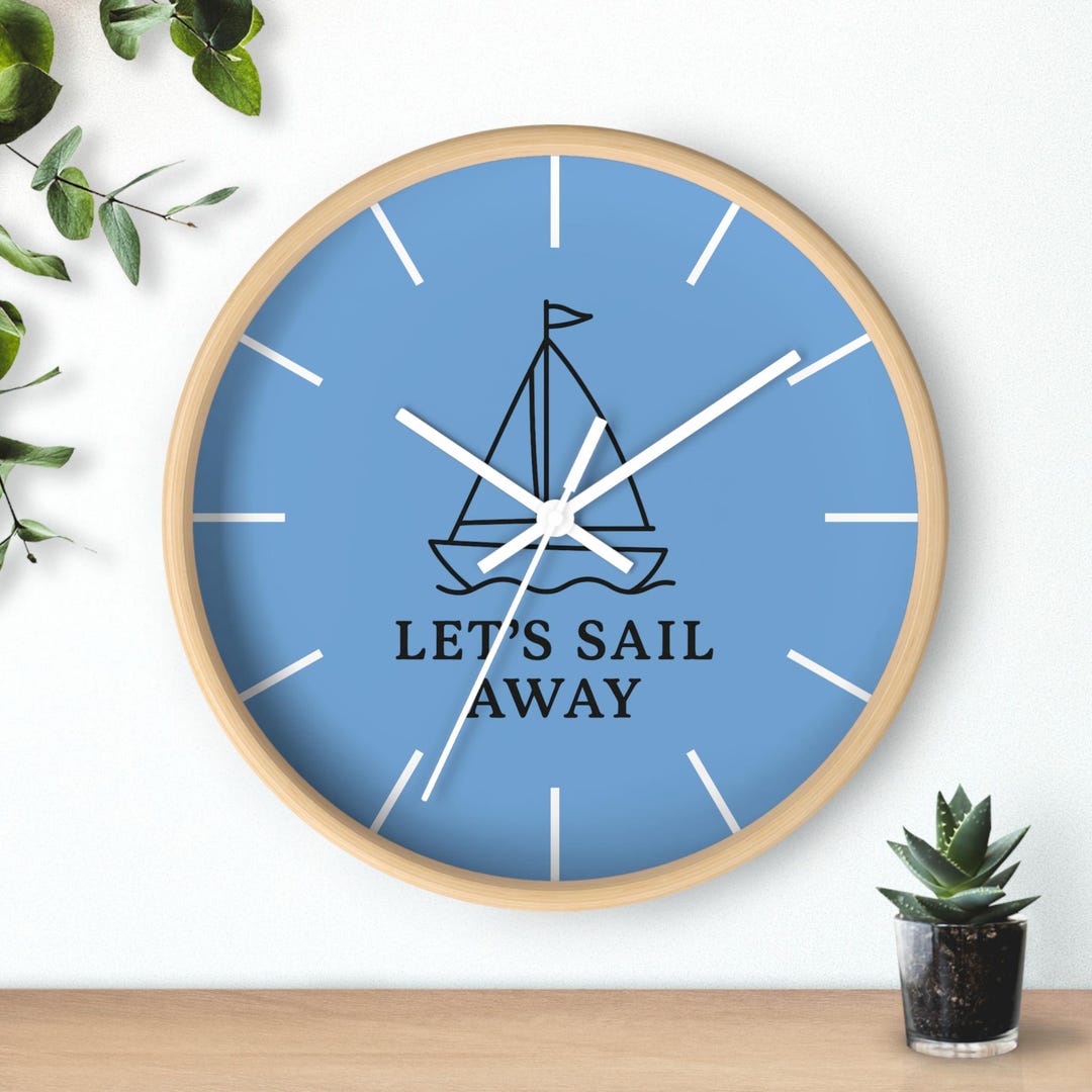 Nautical Wall Clock - Let's Sail Away, Beach Home Decor, Gift for ...